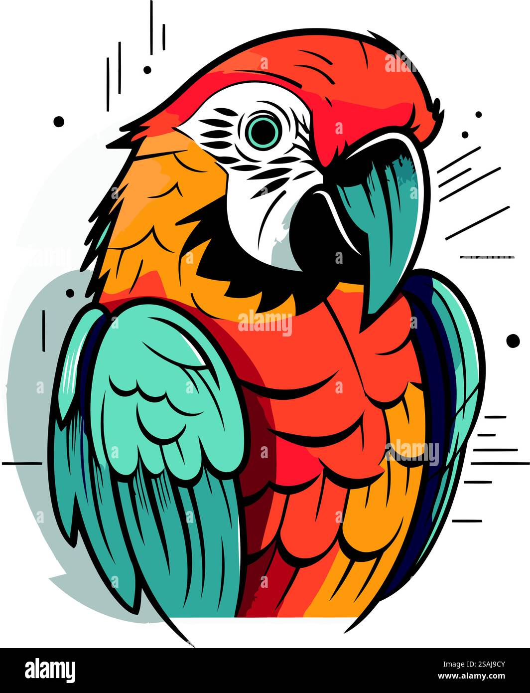 Colorful parrot vector illustration on white background. Vector ...