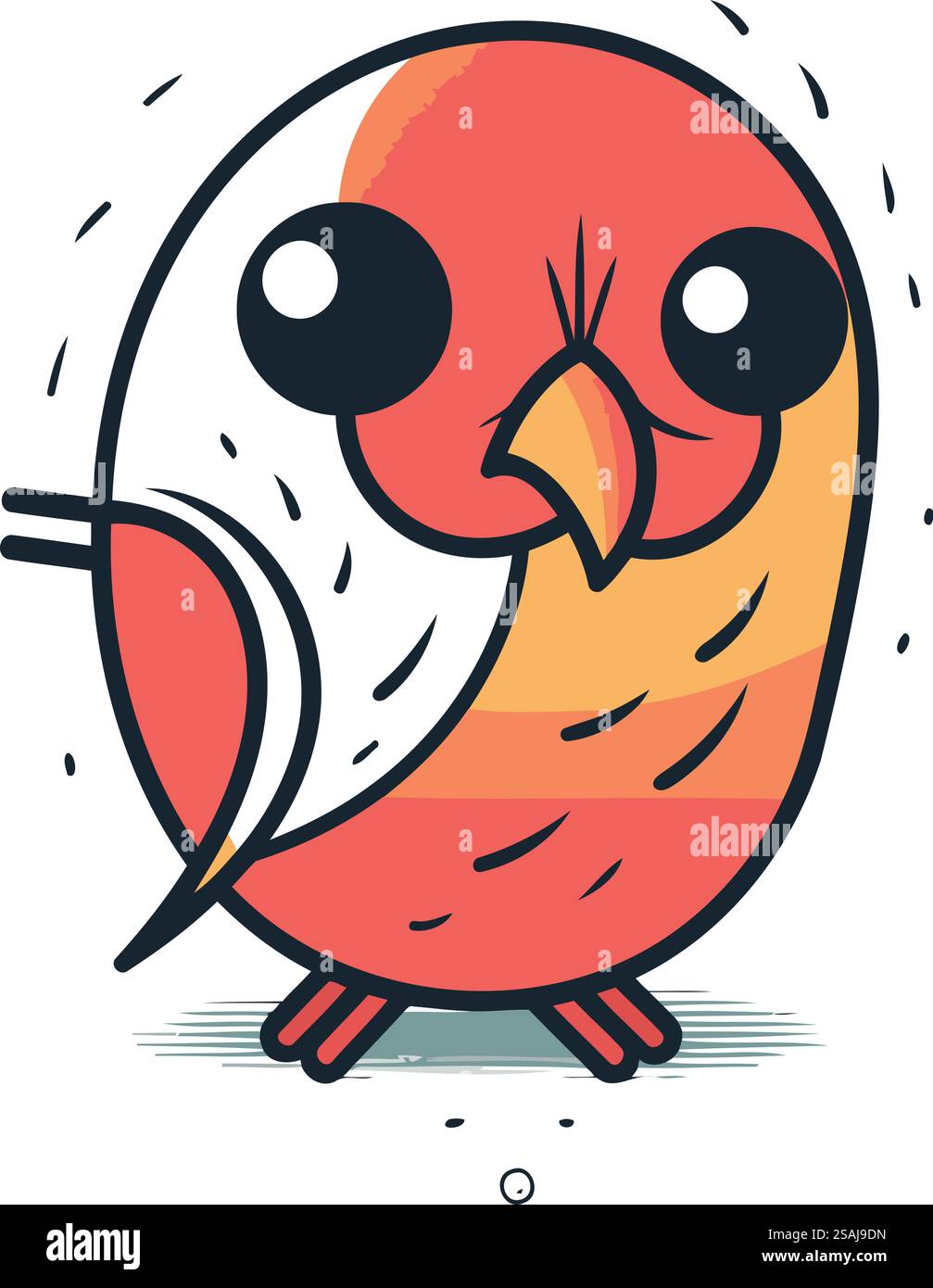 Vector illustration of cute red bird. Isolated on white background ...