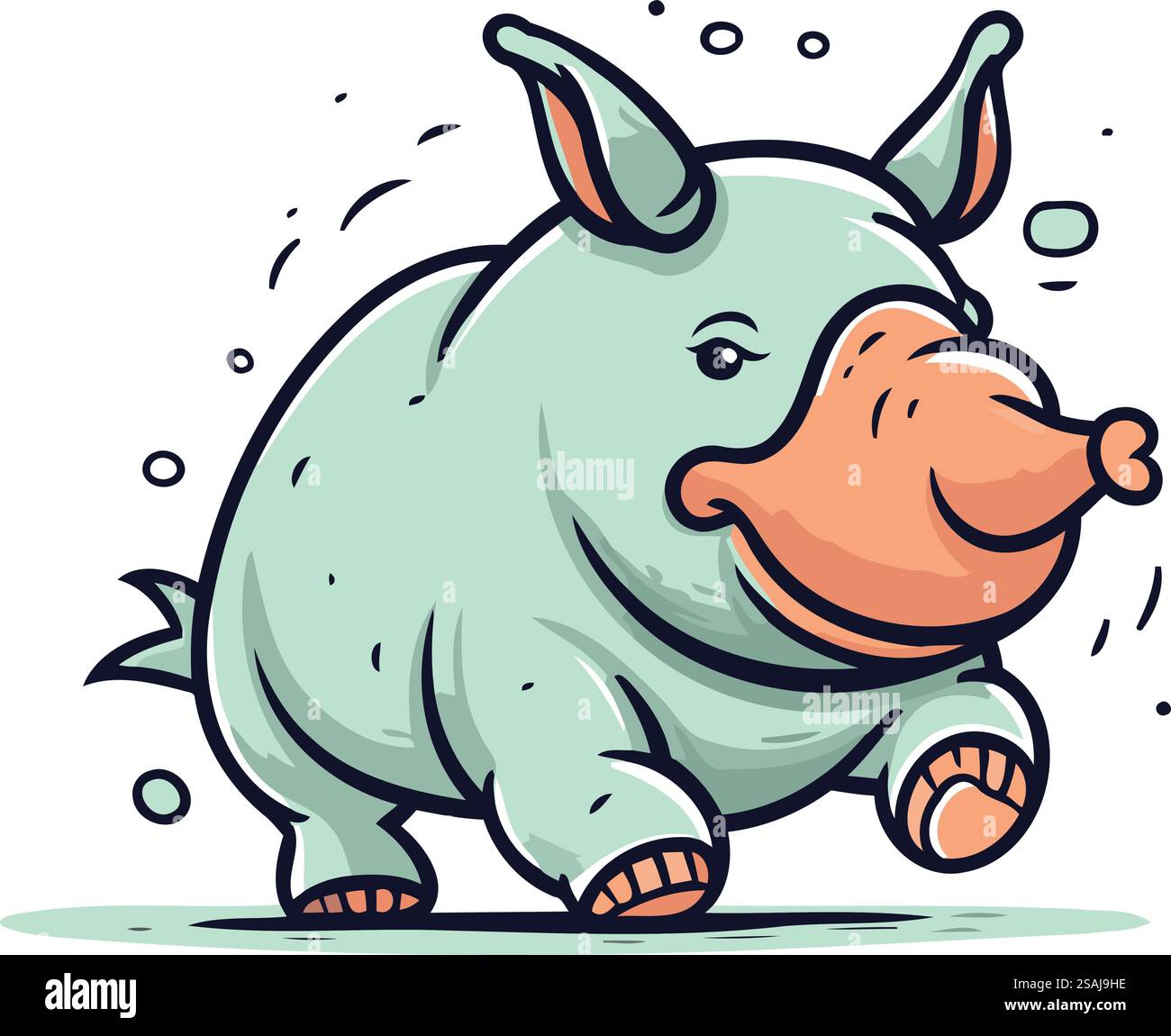 Cute rhinoceros running. Vector illustration in cartoon style Stock ...