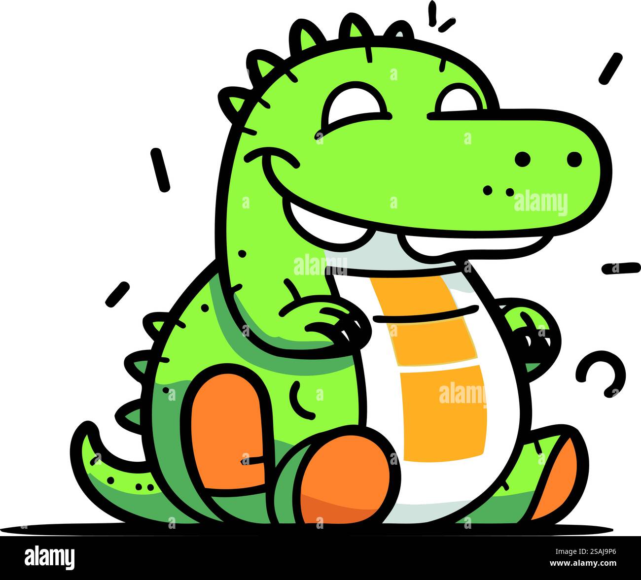 Cute cartoon crocodile character sitting and smiling. Vector ...