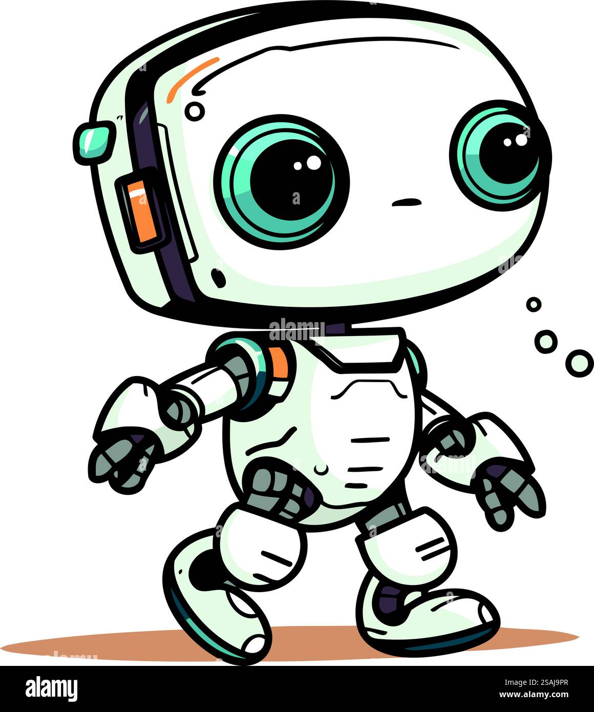 Cute little robot cartoon. Vector illustration isolated on white ...