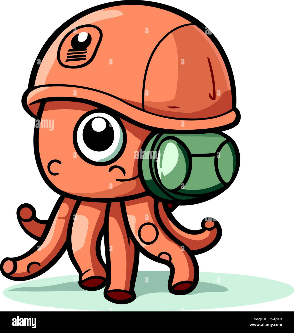 Octopus with helmet and gas mask. Cute cartoon vector illustration ...