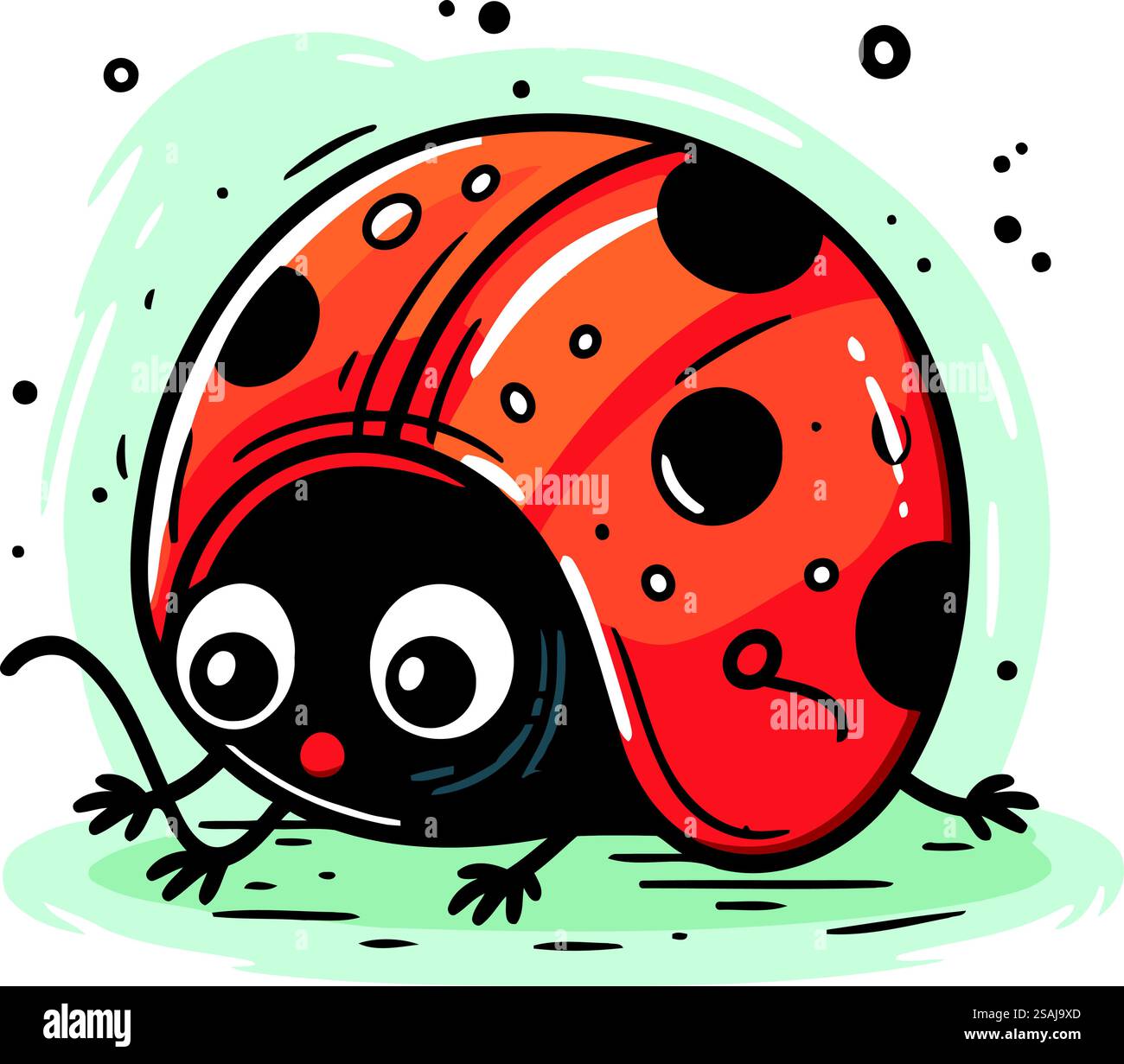 Cute cartoon ladybug with eyes and legs. Vector illustration Stock ...