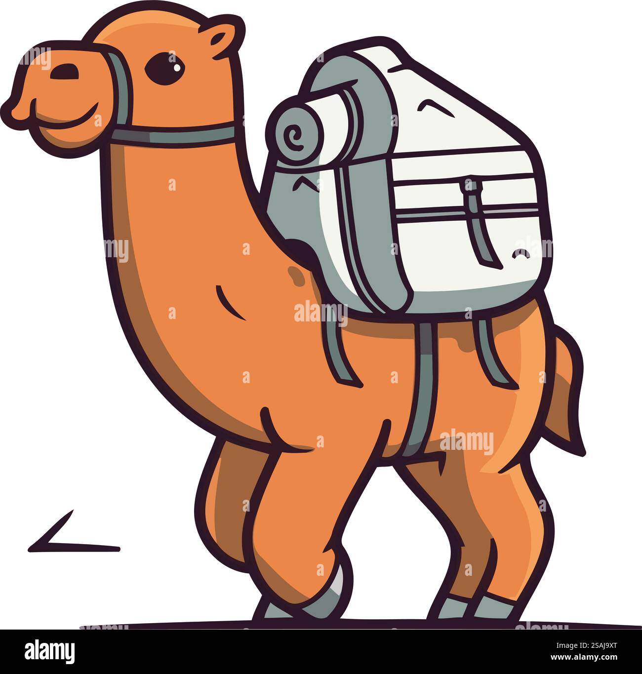 Camel with backpack. Vector illustration of a camel with a backpack ...