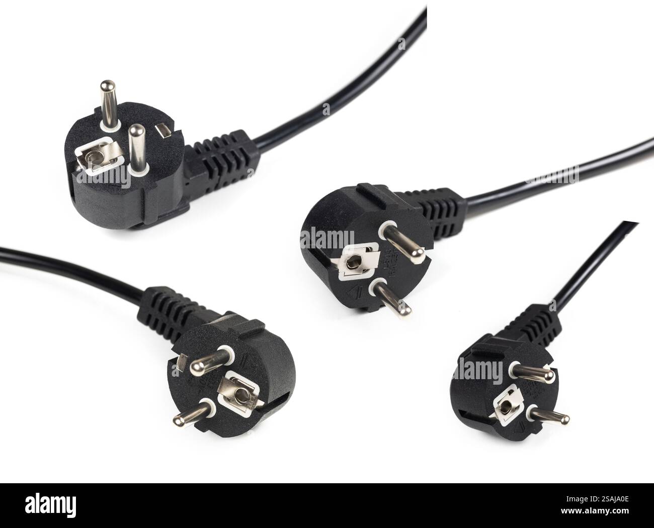 Euro power plug of black power cable on white background Stock Photo ...