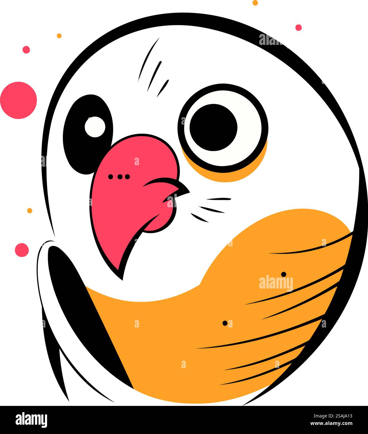 Cute cartoon bird. Vector illustration on white background. Flat style ...