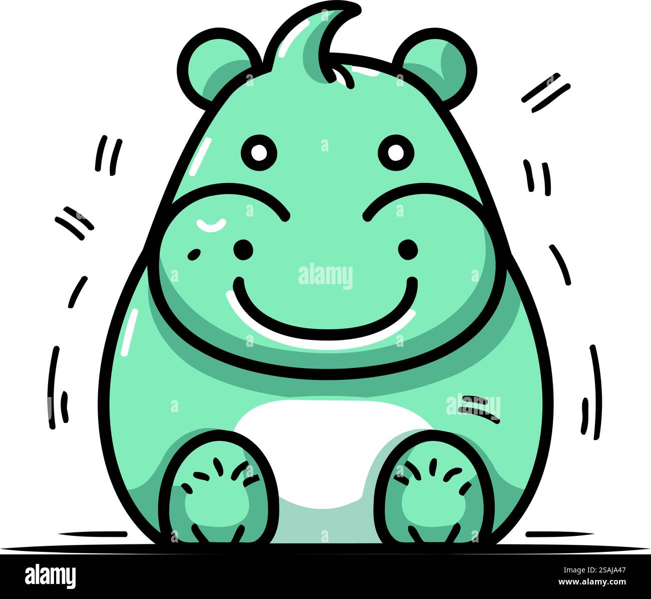Cute cartoon hippo. Vector illustration isolated on white background ...