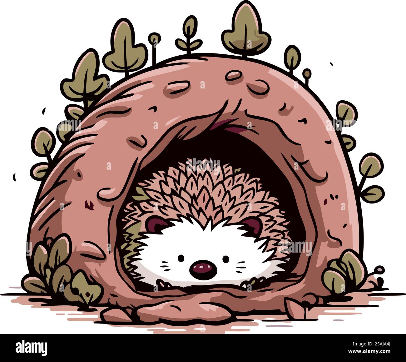 Cute hedgehog in a clay house. Vector cartoon illustration Stock Vector ...