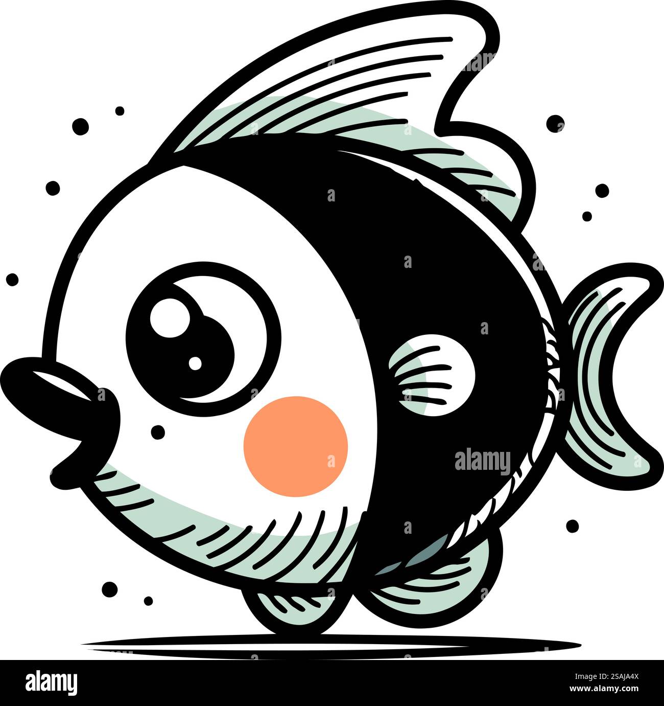 Cute kawaii fish. Vector illustration on white background Stock Vector ...