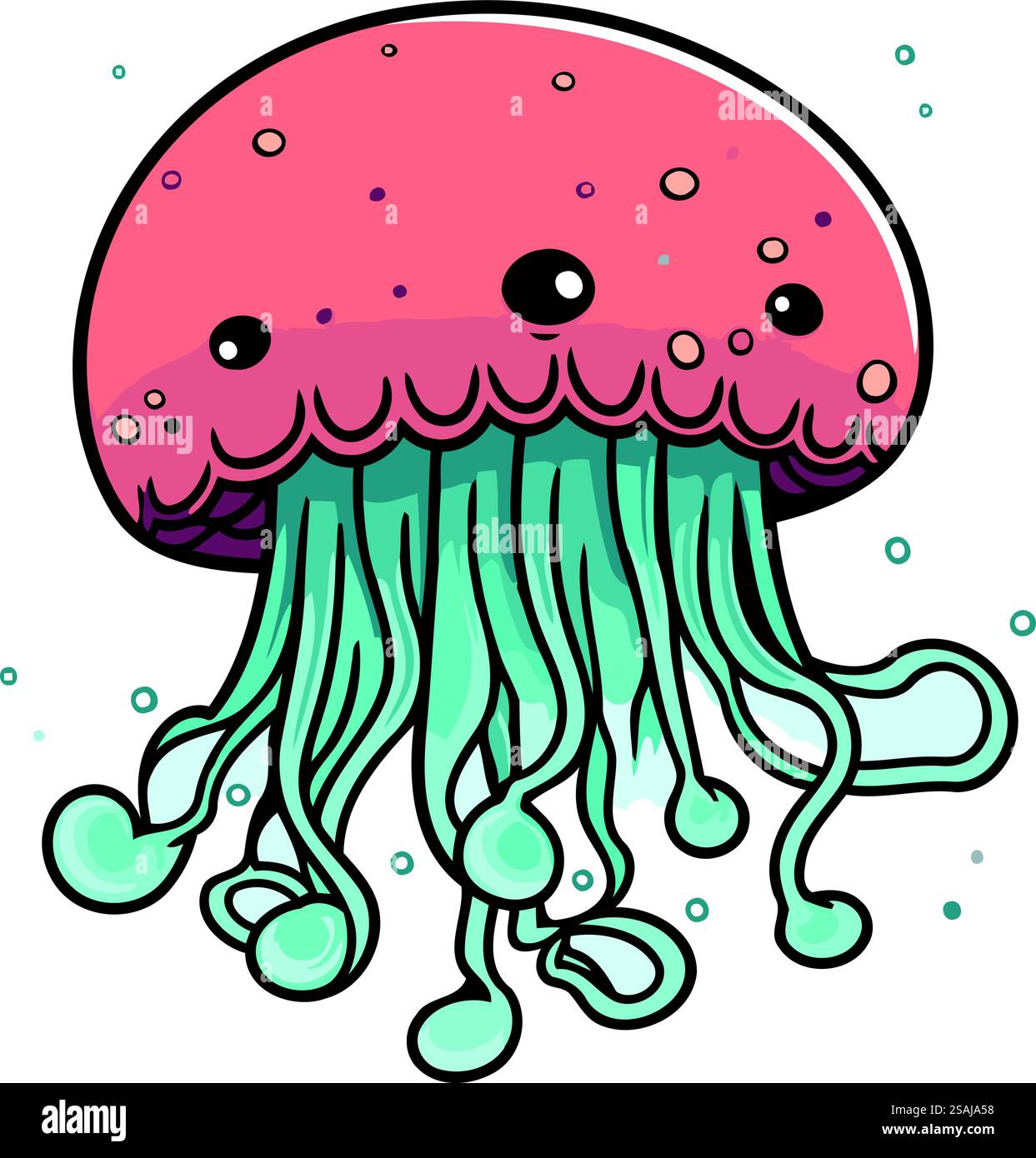 Cartoon jellyfish. Vector illustration of a cute jellyfish Stock Vector ...