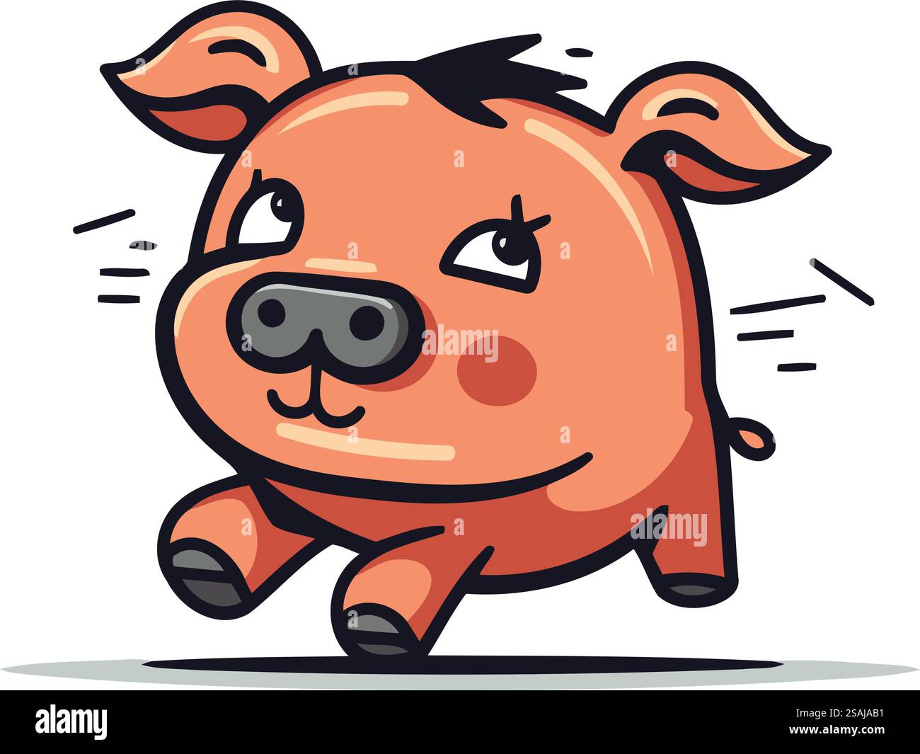 Pig vector illustration running hi-res stock photography and images - Alamy