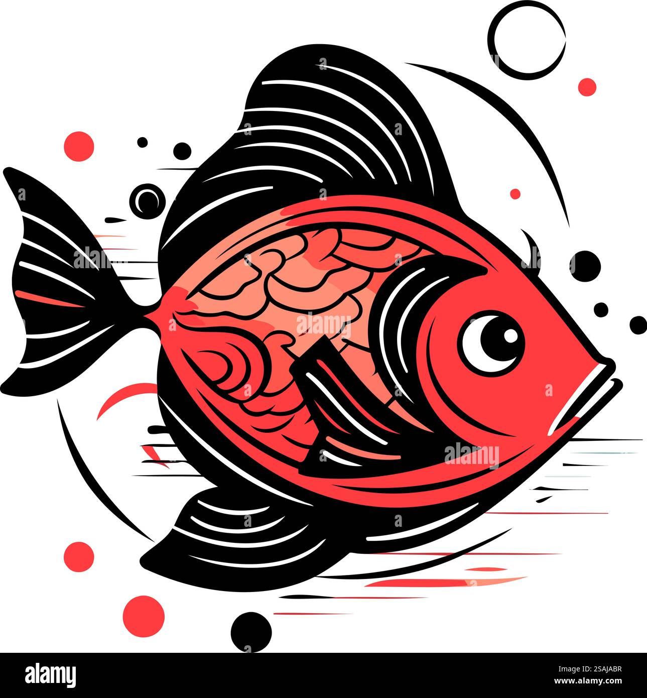 Vector illustration of a fish on a white background. Design element for ...