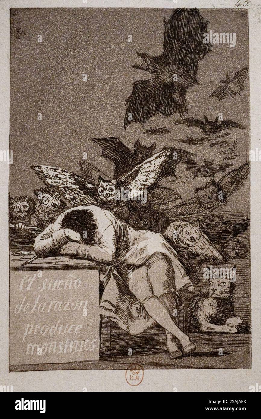 The Sleep of Reason Produces Monsters (1799), aquatint by the Spanish ...