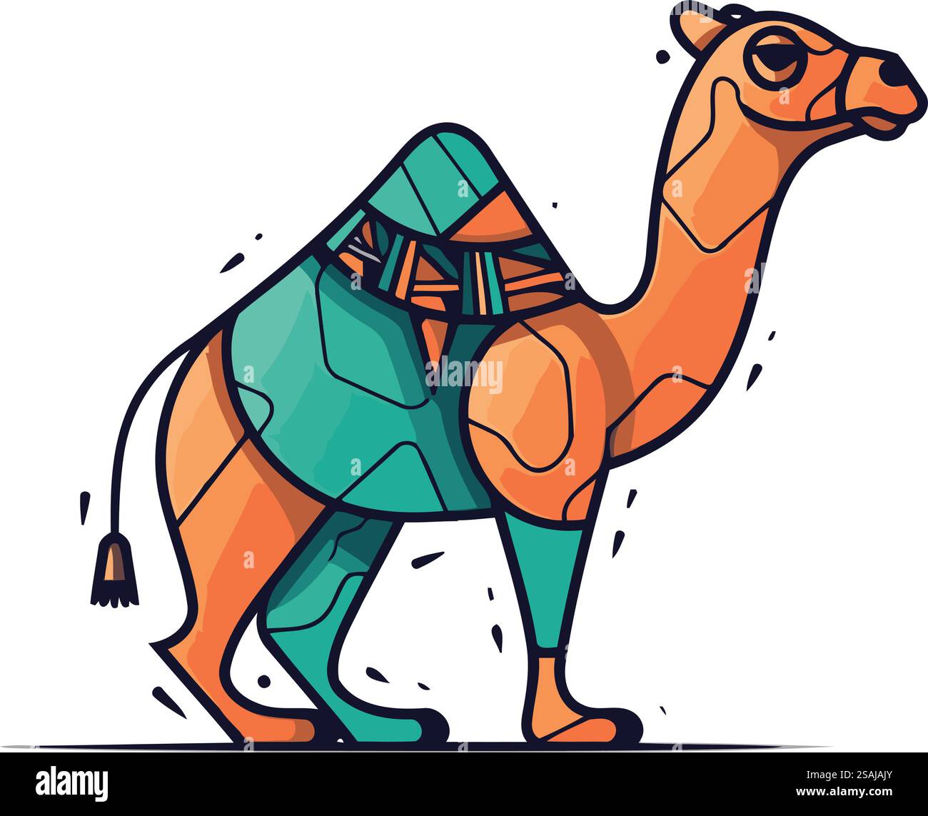 Camel. Linear vector illustration. Cute animal. Cartoon style Stock ...
