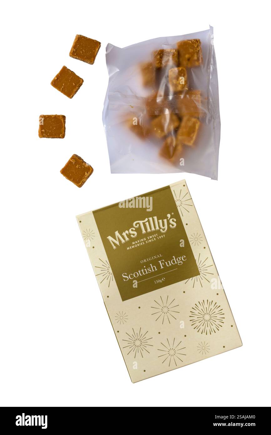 pack of Mrs Tilly's original Scottish Fudge opened to show contents ...