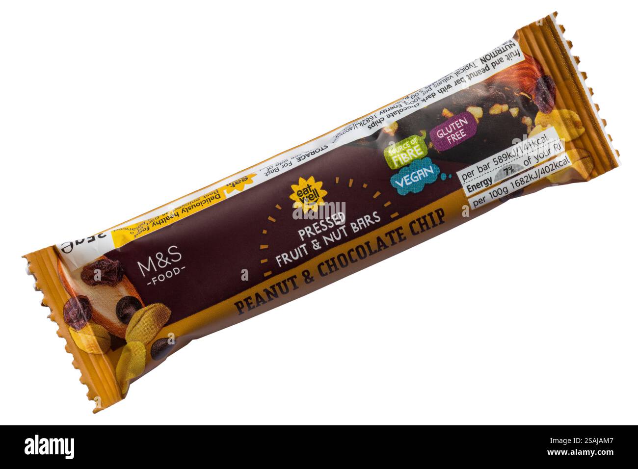 Peanut & Chocolate Chip pressed fruit & nut bars from M&S isolated on ...