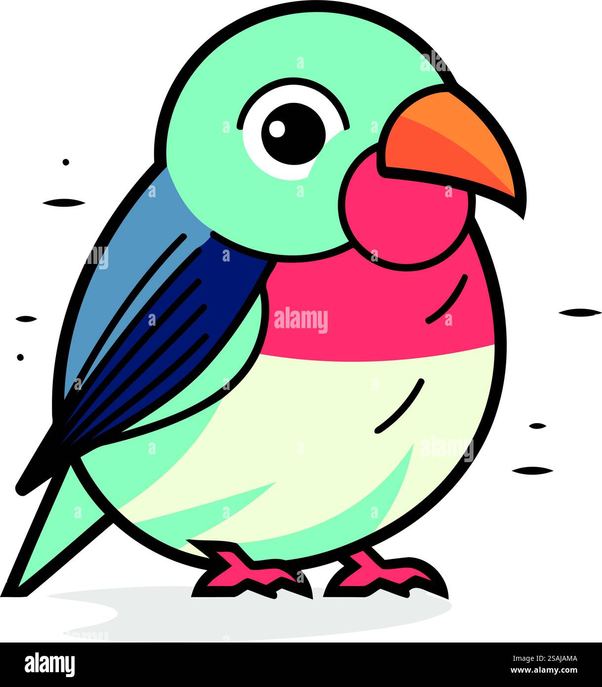 Cartoon vector illustration of cute little bird. Colorful cartoon ...