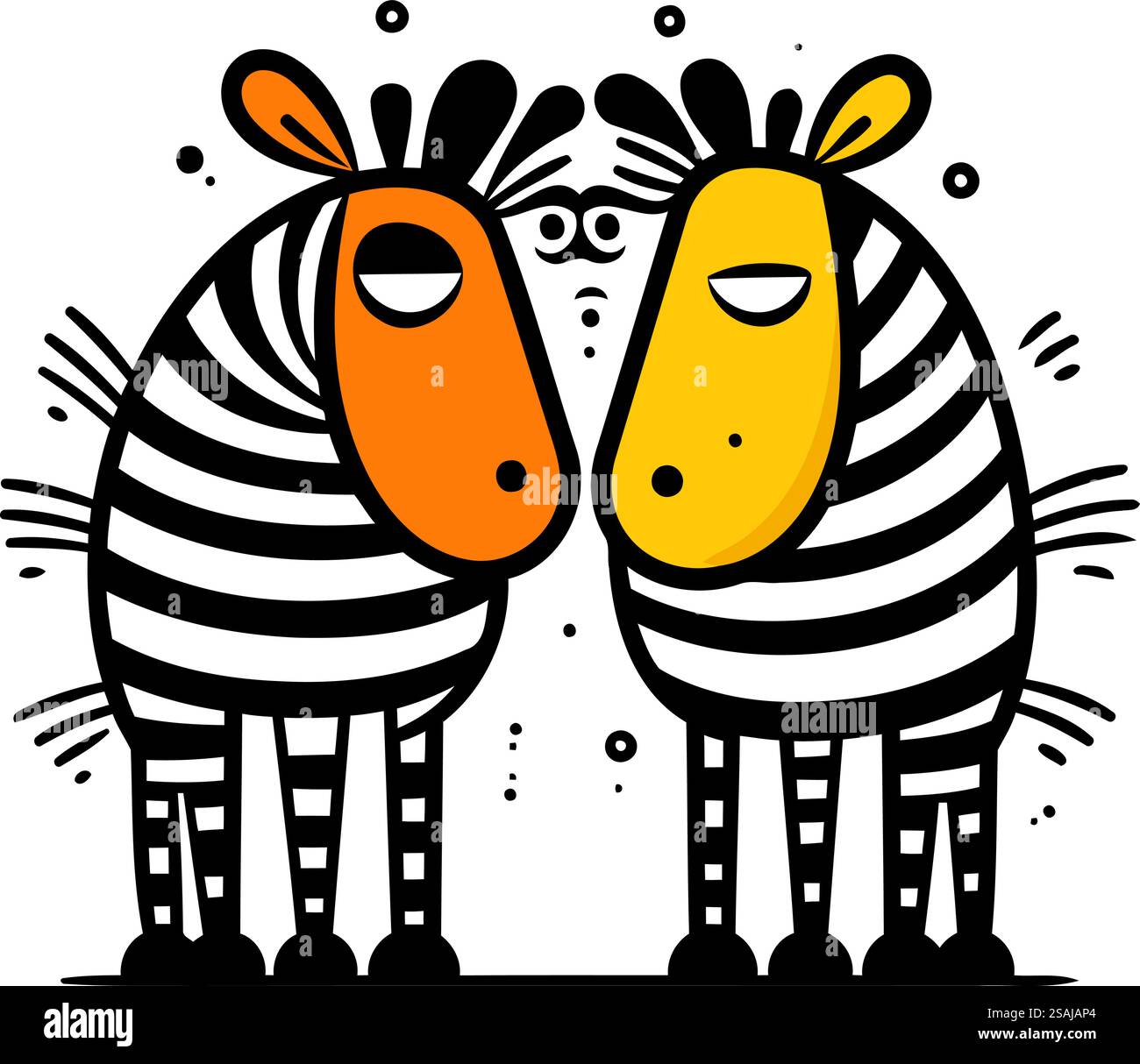 Zebra couple. Cute cartoon characters. Isolated vector illustration ...
