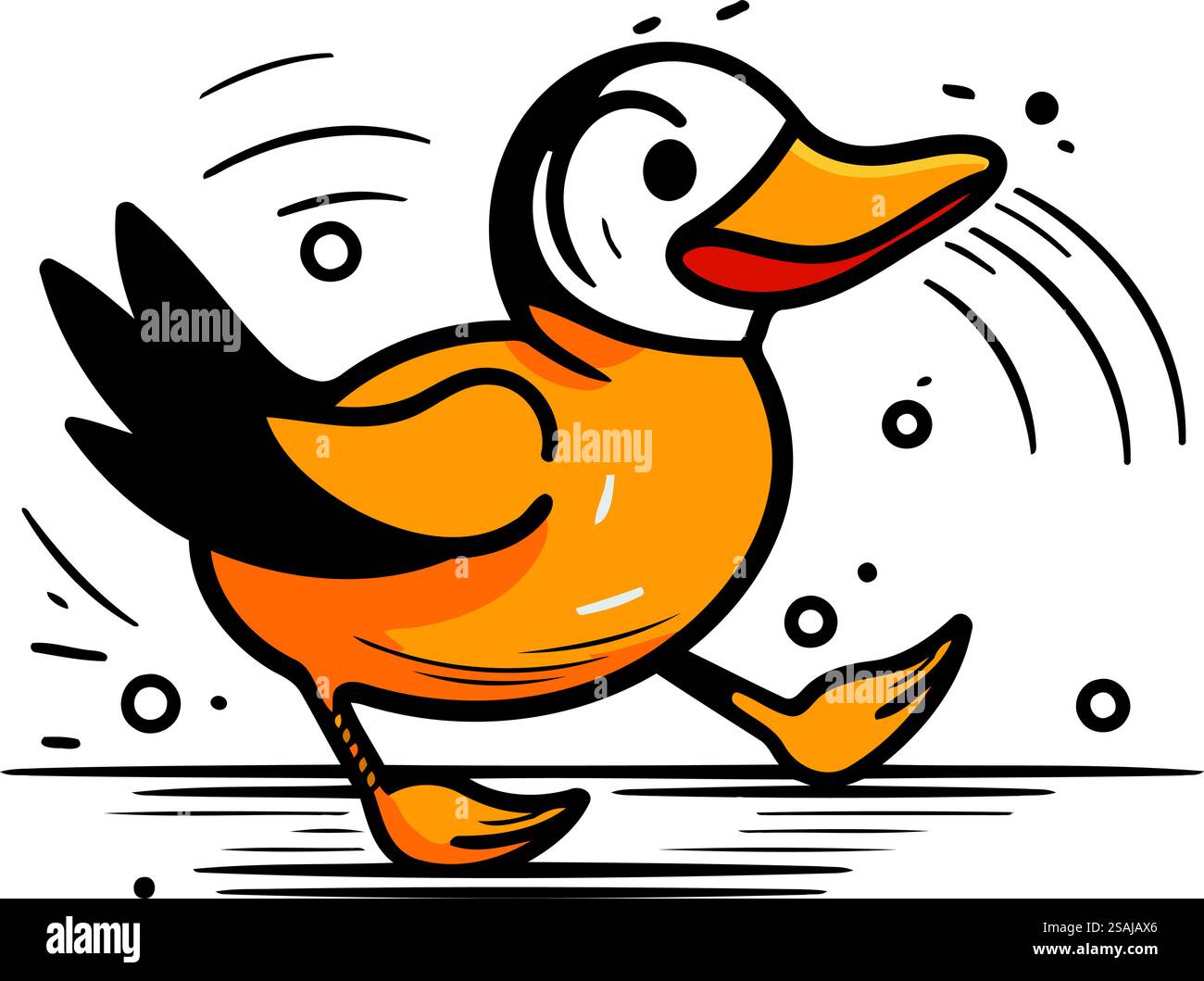 Vector illustration of a rubber duck running. Isolated on white ...