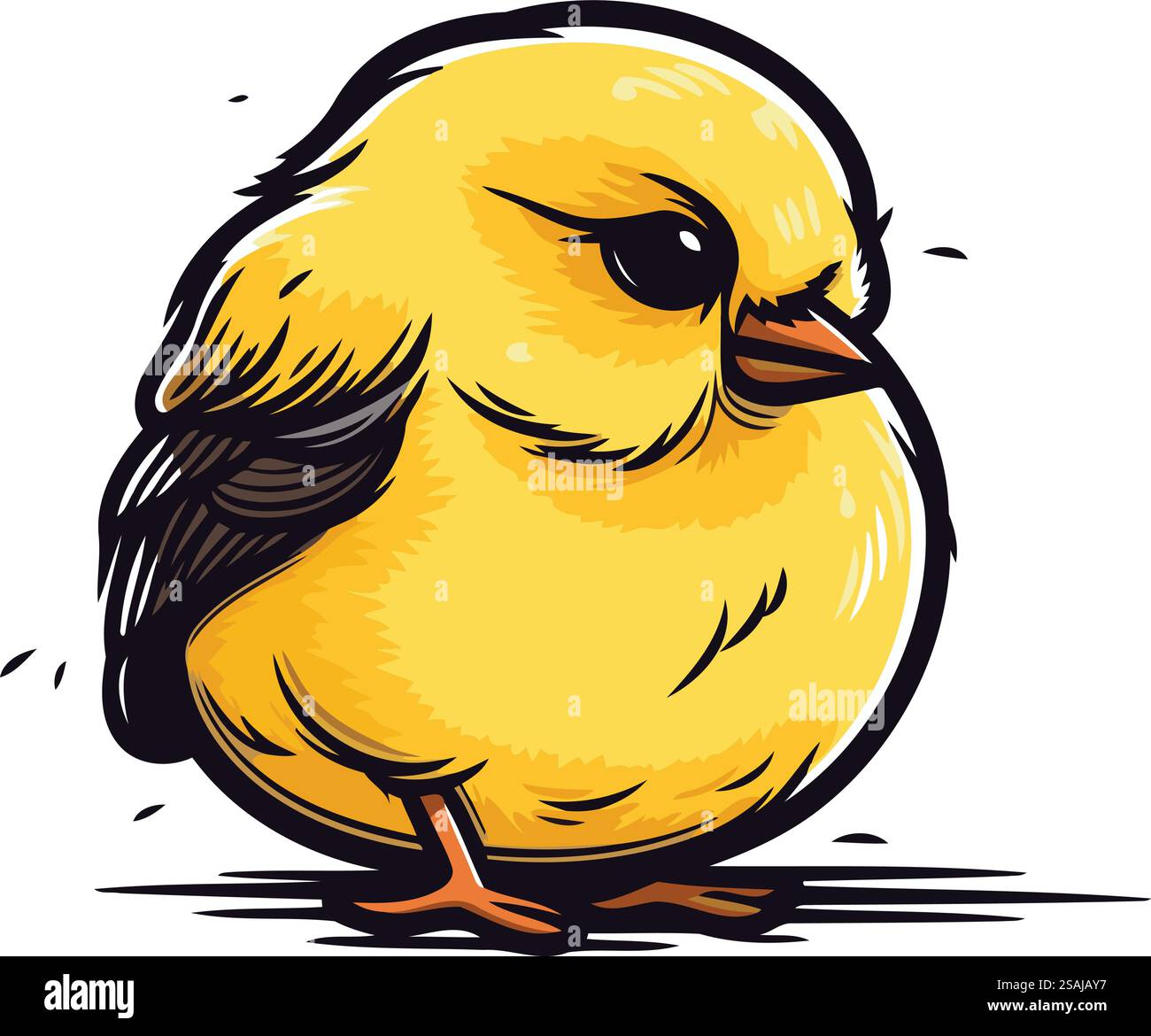 Cute yellow chick isolated on white background. Hand drawn vector ...