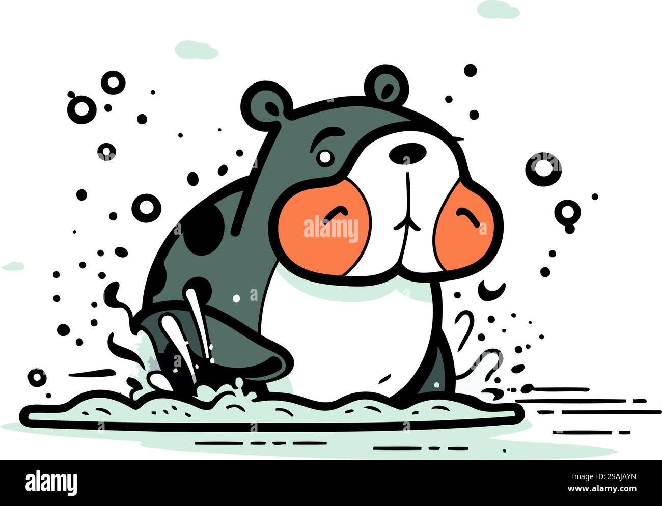 Cute panda in the rain. Vector illustration for your design Stock ...