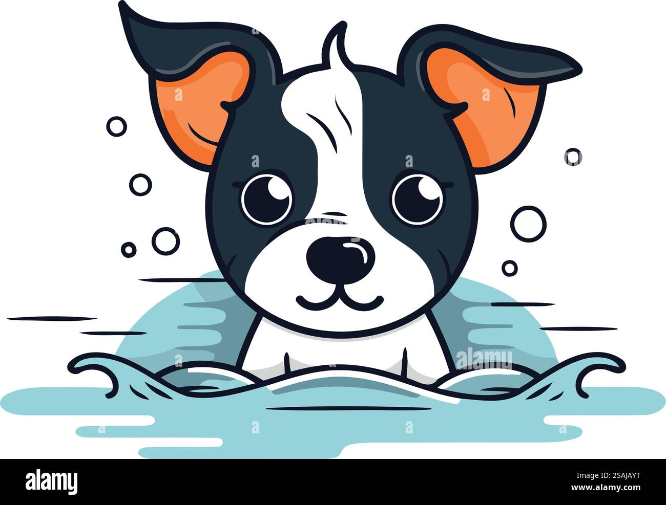 Cute dog swimming in the pool. Vector illustration in cartoon style ...