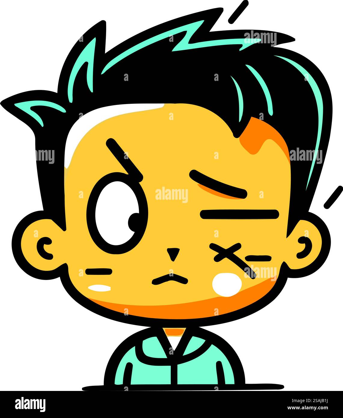 Crying boy vector illustration in flat style. Emotions. facial ...