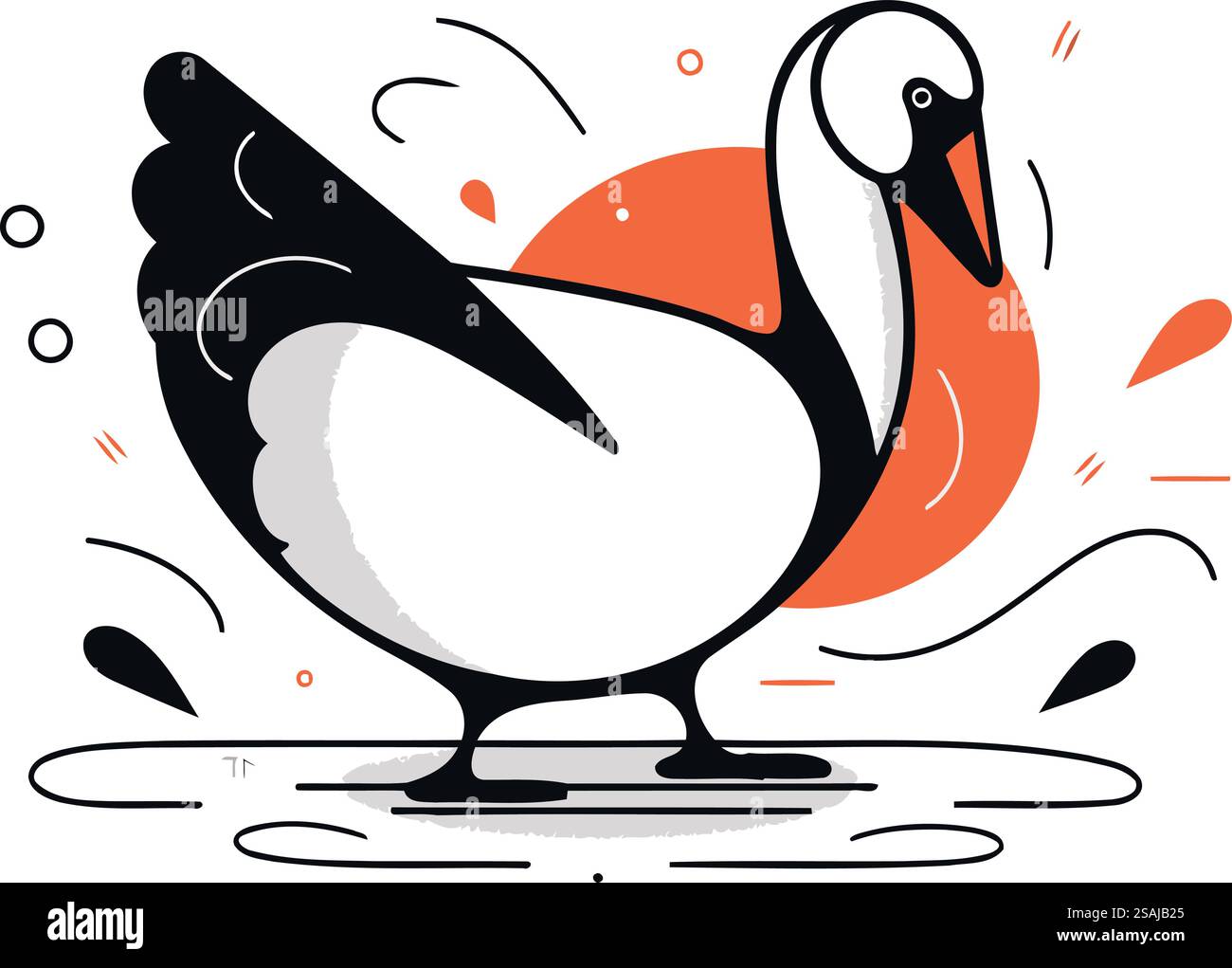 Vector illustration of a geese on a white background. Flat design Stock ...