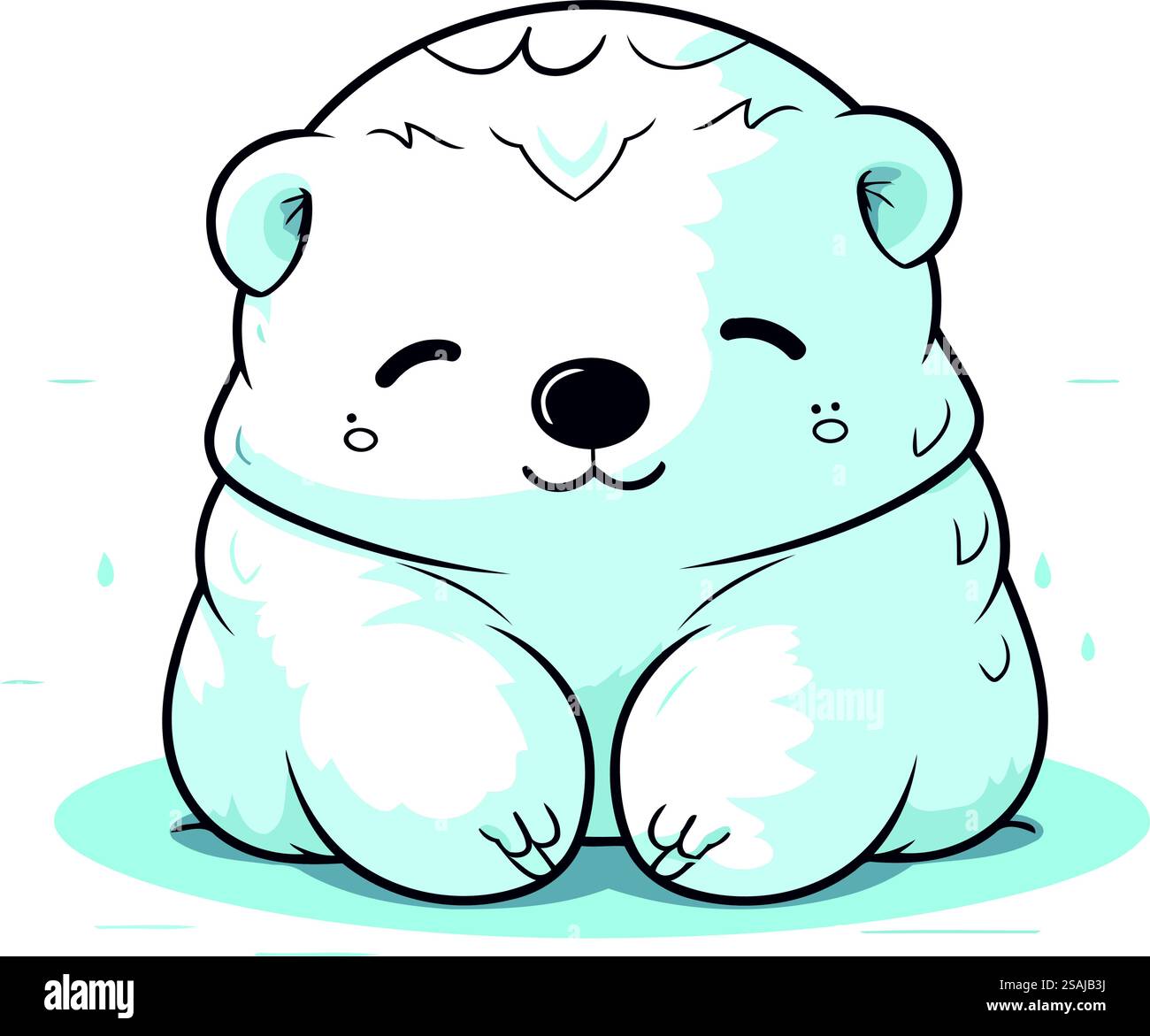 Cute cartoon polar bear sitting on the ground. Vector illustration ...