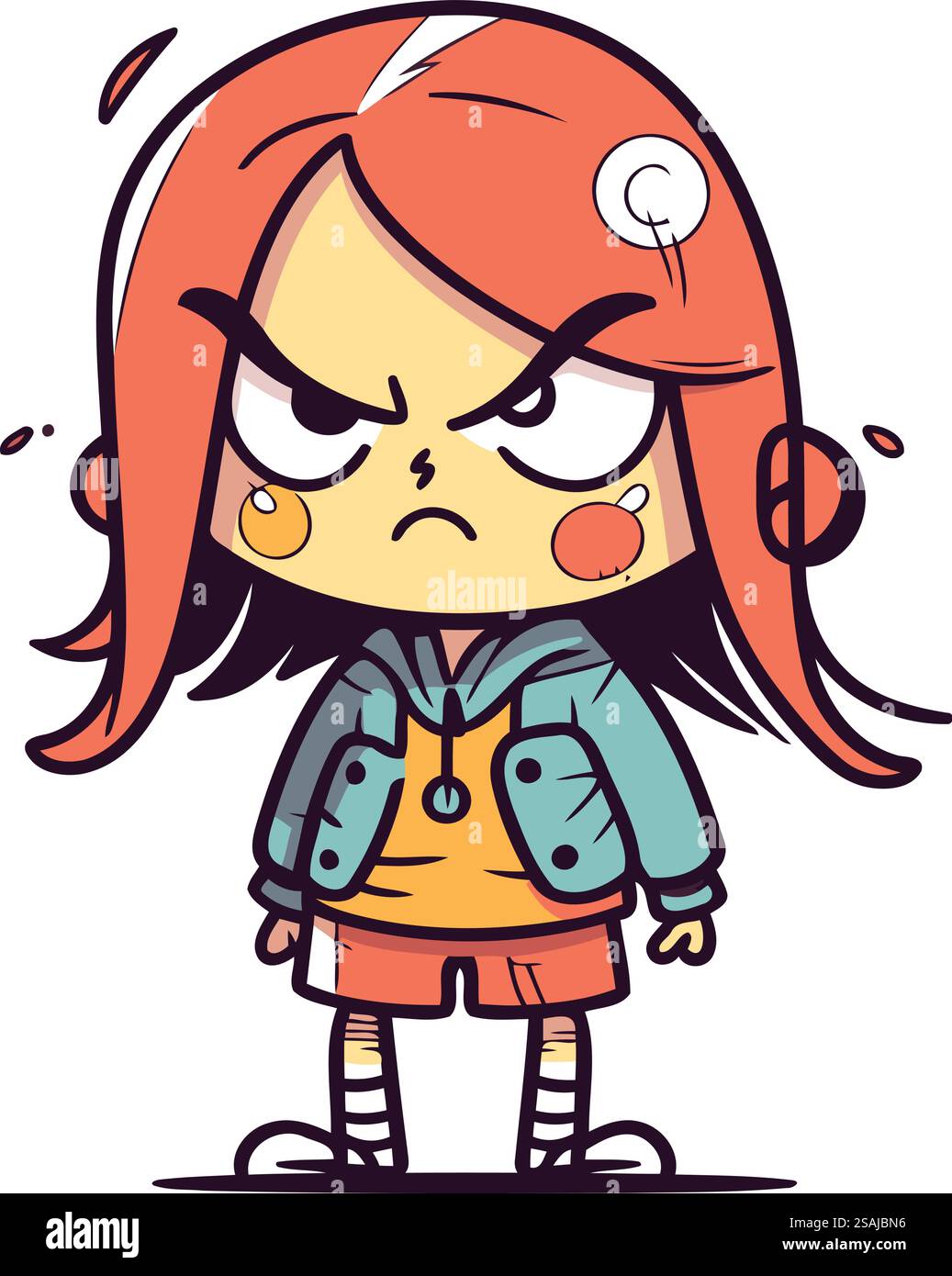 Angry girl cartoon. Vector illustration. Isolated on white background ...