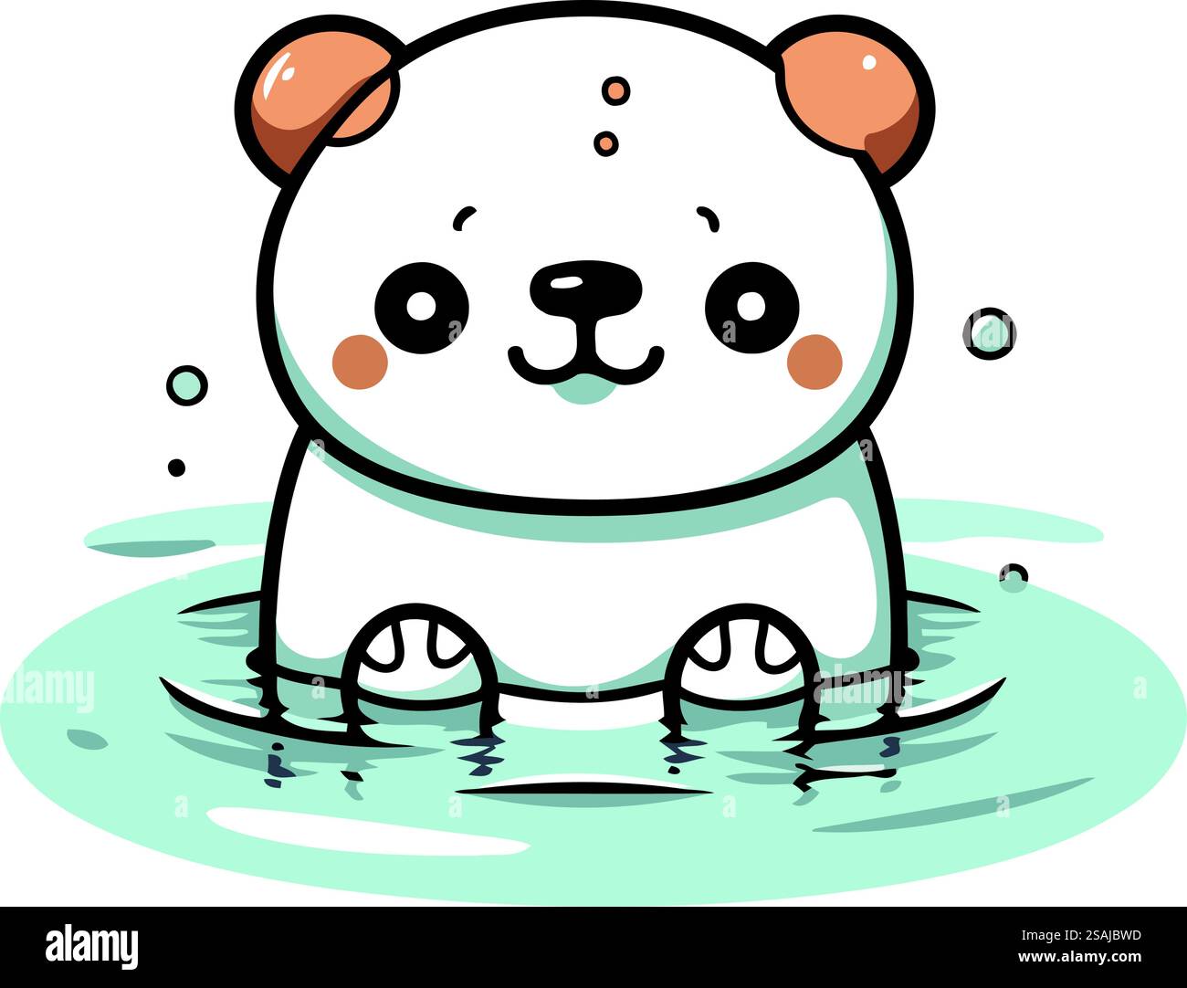 Cute cartoon panda swimming in the water. Vector illustration Stock ...