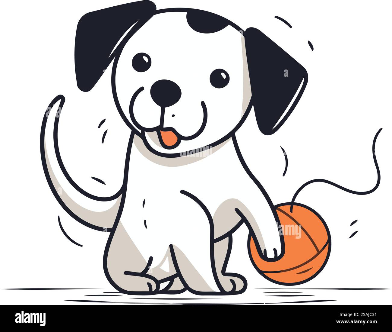 Cute cartoon dog playing with ball. Vector illustration for your design ...