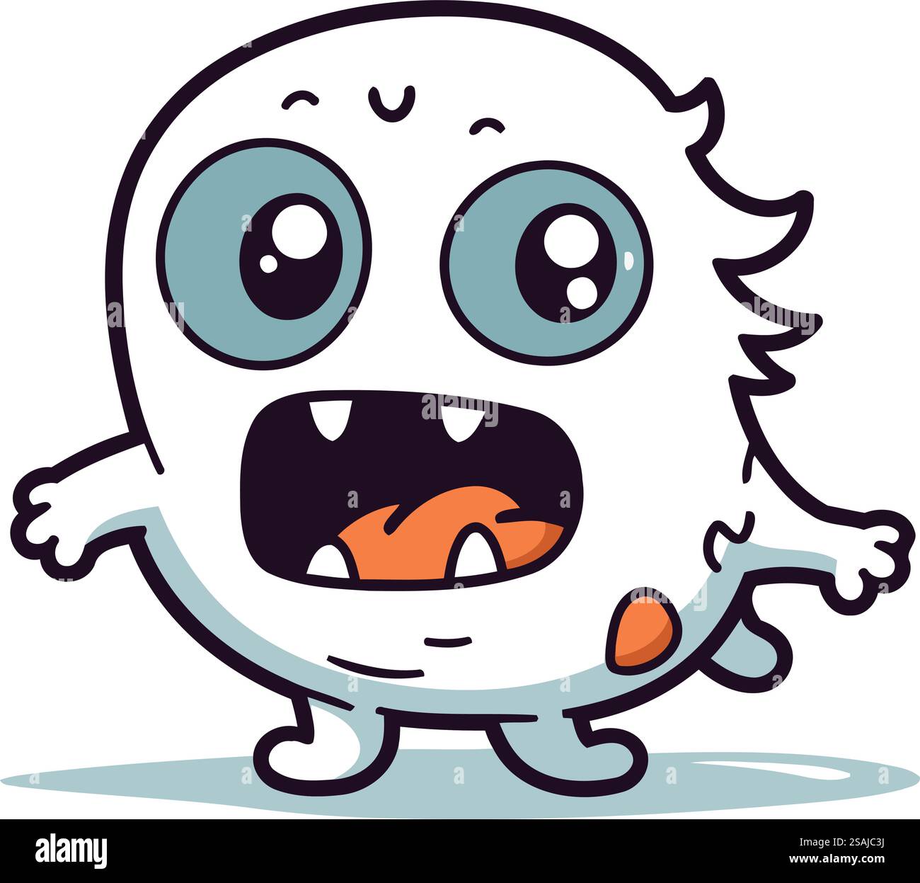 Funny ghost cartoon character vector illustration. Halloween and horror ...