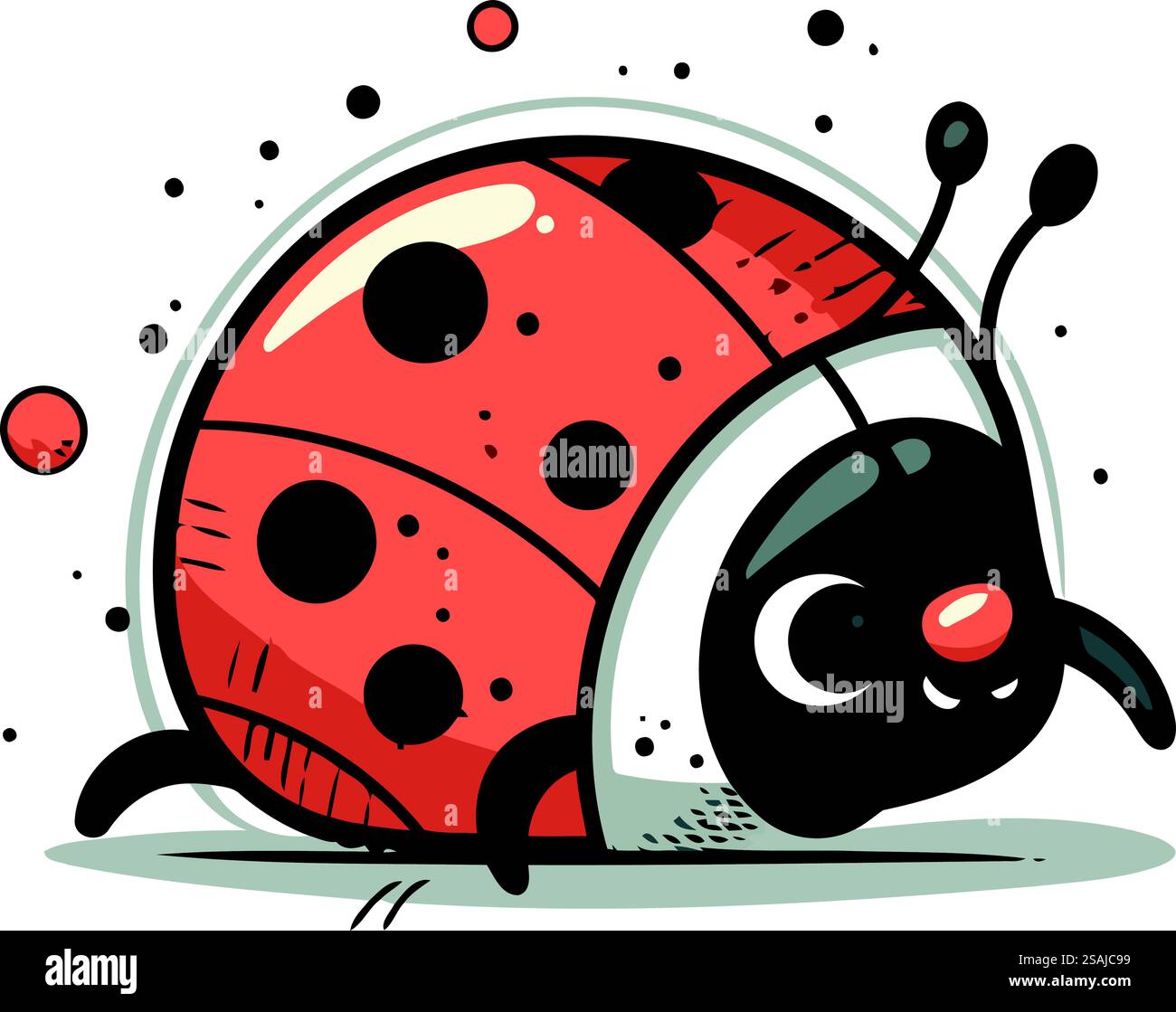 Cartoon ladybug isolated on white background. Cute vector illustration ...