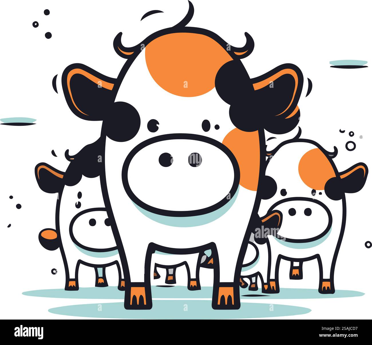 Cute cartoon cow and little cows. Vector illustration for your design ...