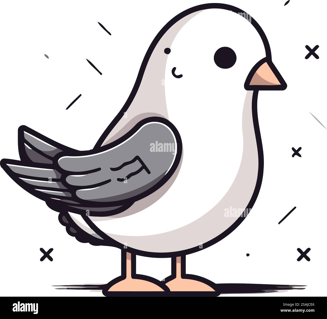Vector illustration of cute pigeon. Isolated on a white background ...