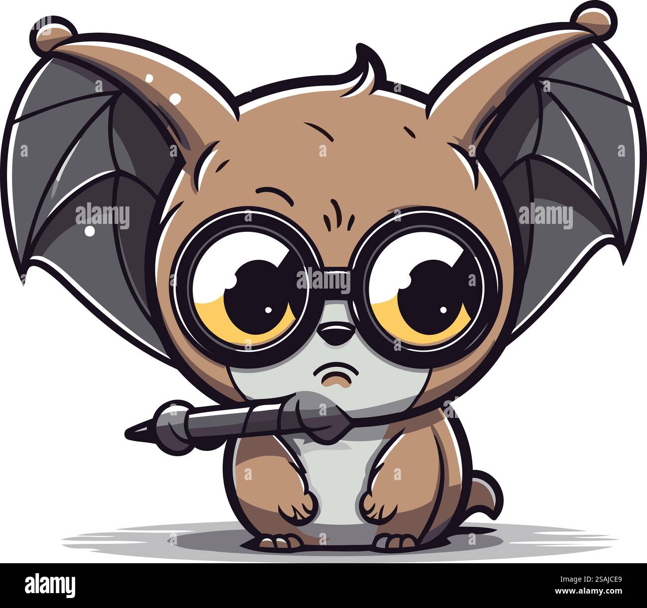 Cute cartoon little bat with big eyes. Vector illustration isolated on ...