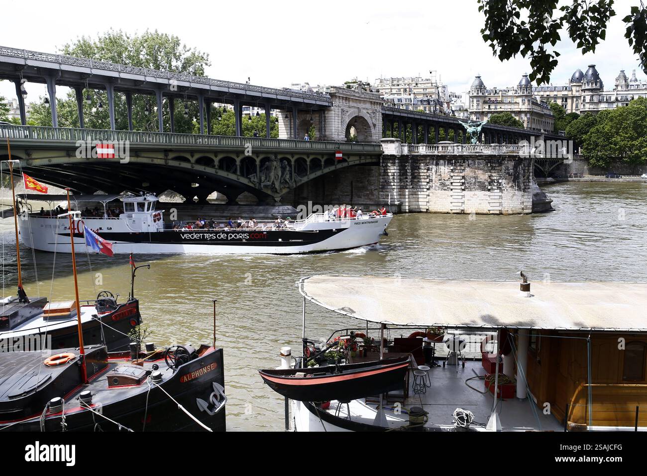 River boat cruising on the Seine river - Paris - France Stock Photo - Alamy