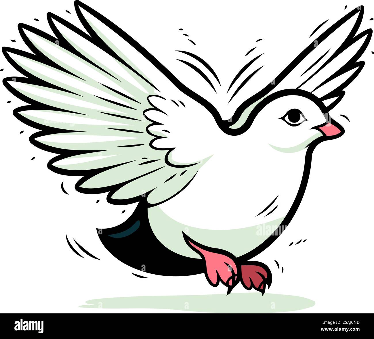 Pigeon flying in the air. Vector illustration on white background Stock ...