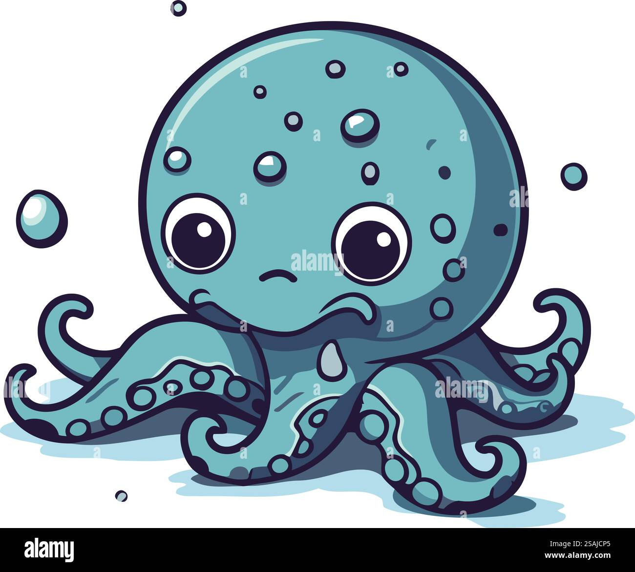 Cartoon octopus isolated on a white background. Vector illustration ...