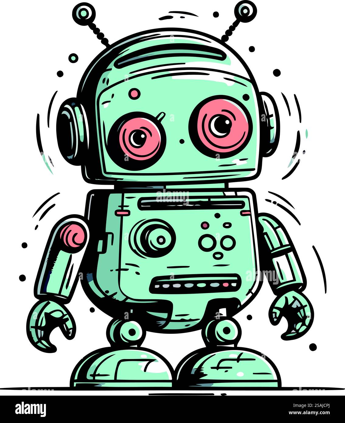 Cute cartoon robot. Vector illustration. Isolated on white background ...