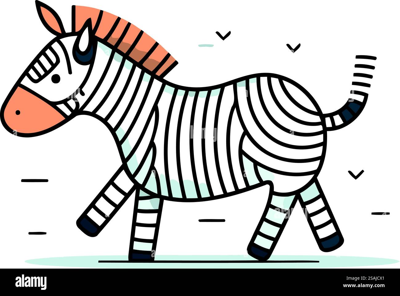 Zebra line icon. Cute cartoon zebra. Vector illustration Stock Vector ...
