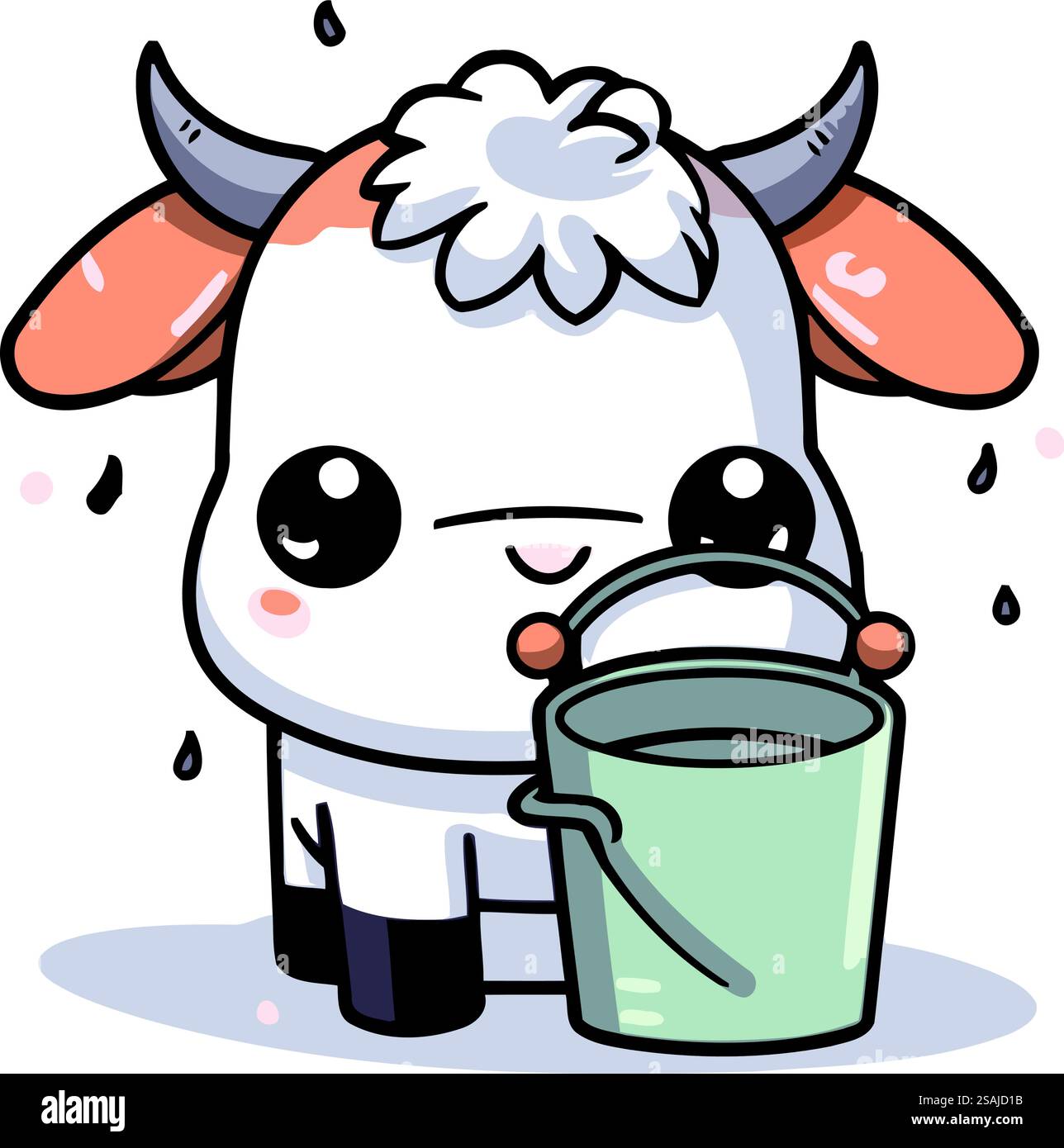 Cute cartoon cow with a bucket of milk. Vector illustration Stock ...