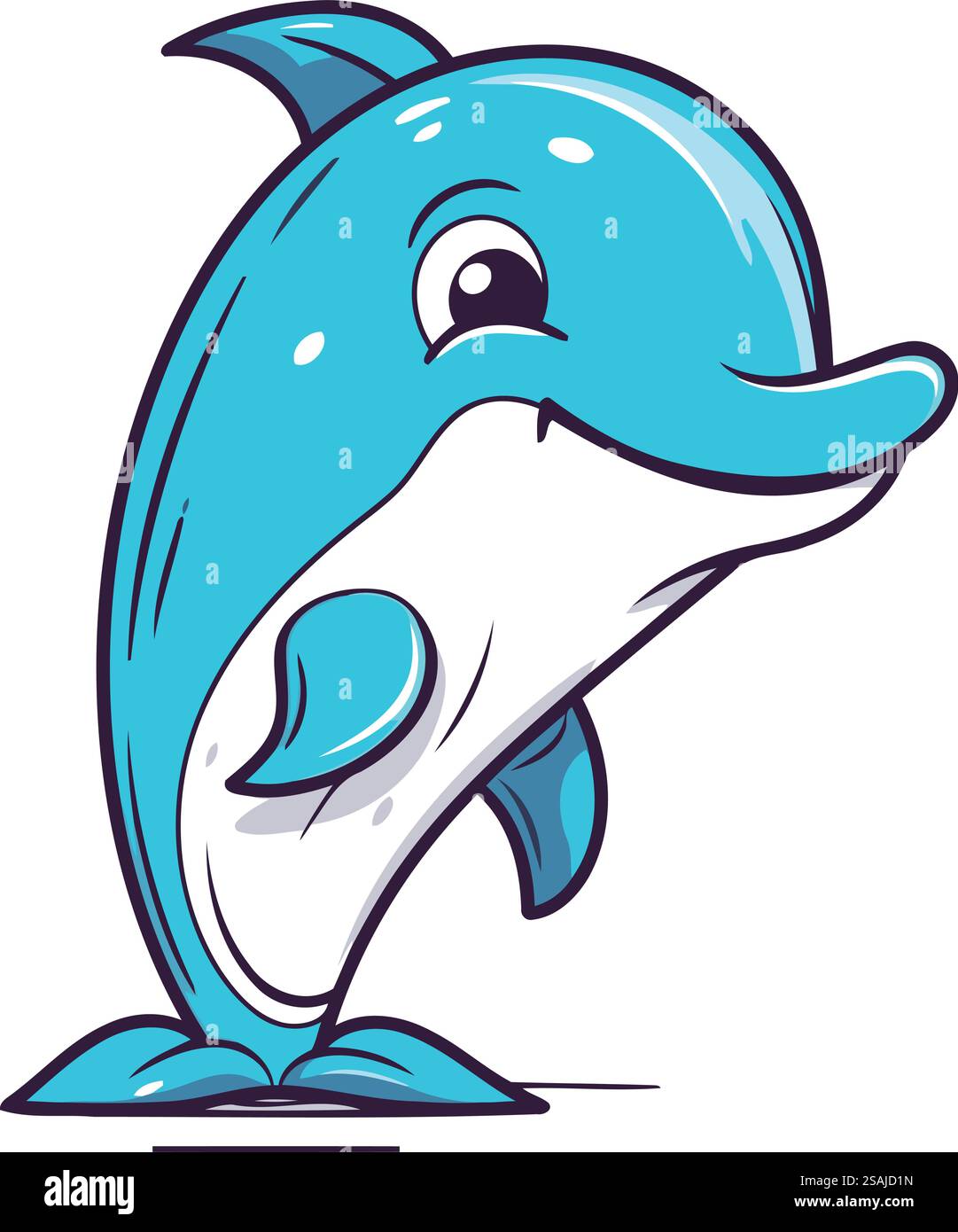 Cartoon dolphin. Vector illustration. Isolated on white background ...