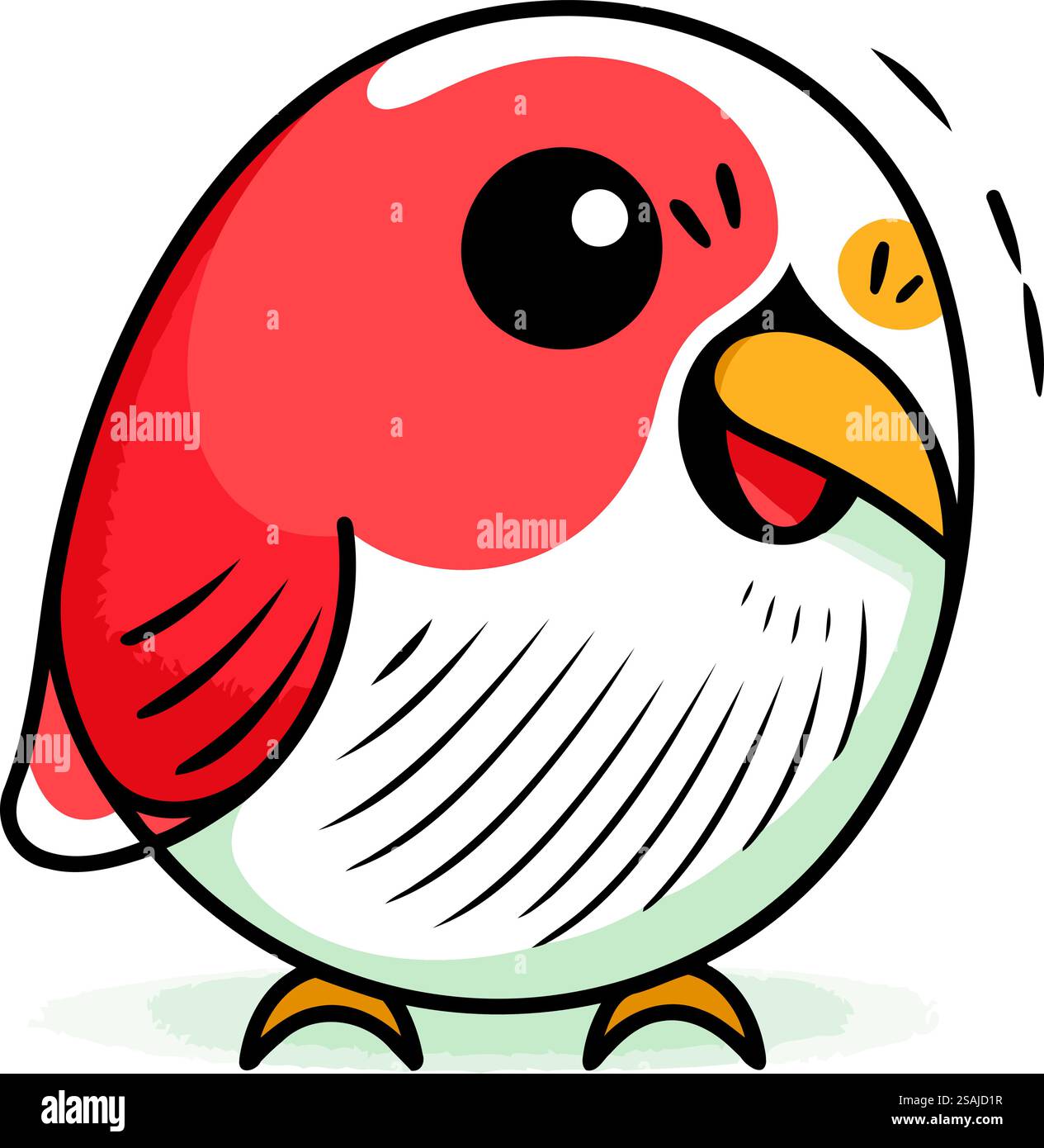 Vector illustration of cute red bird isolated on white background ...