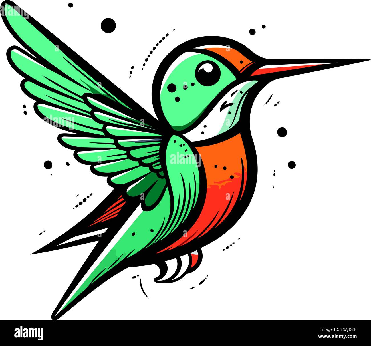 Colorful cartoon hummingbird vector illustration. Isolated on white ...
