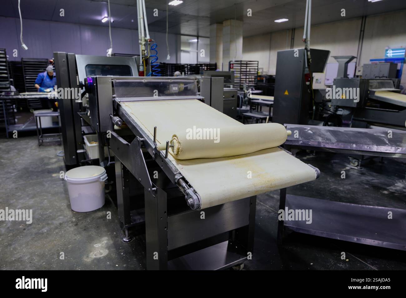 Machines for rolling out pastry dough to consistent thickness in modern ...
