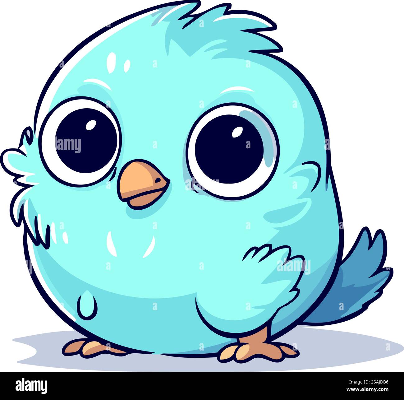 Cute blue bird isolated on white background. Cartoon vector ...