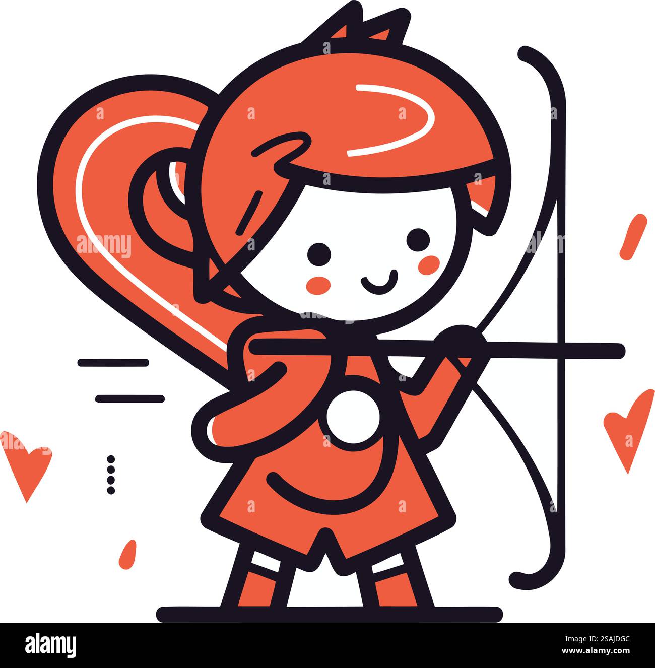 Cupid with bow and arrow. Vector illustration in thin line style Stock Vector Image & Art - Alamy