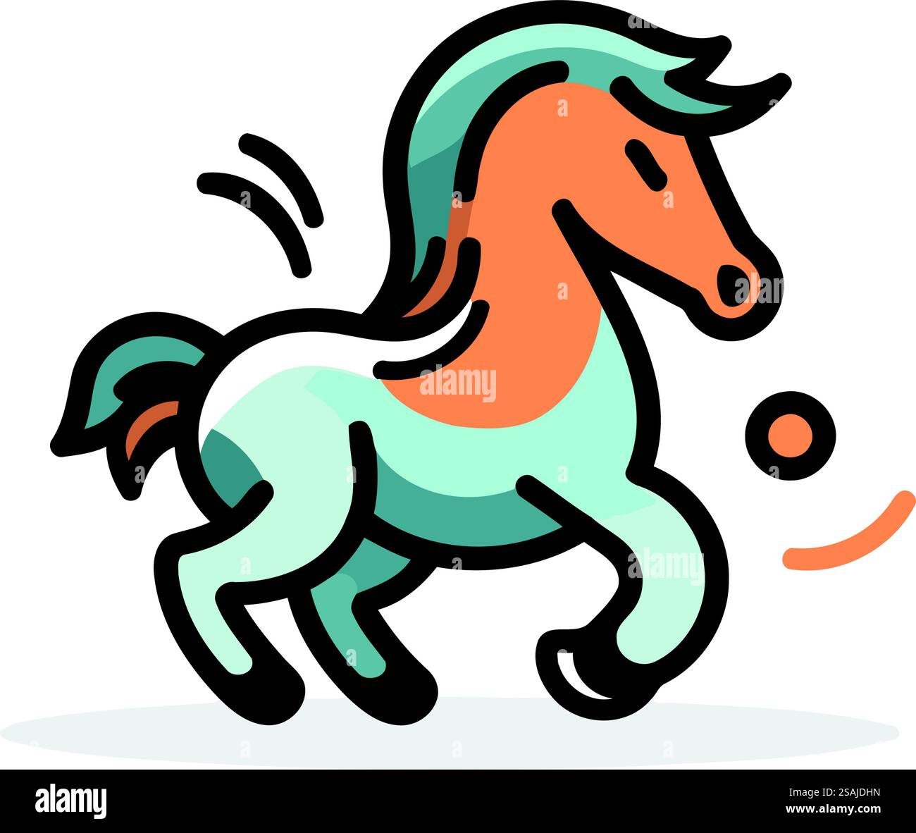 Running horse icon. Animal cartoon style. Colorful vector illustration ...